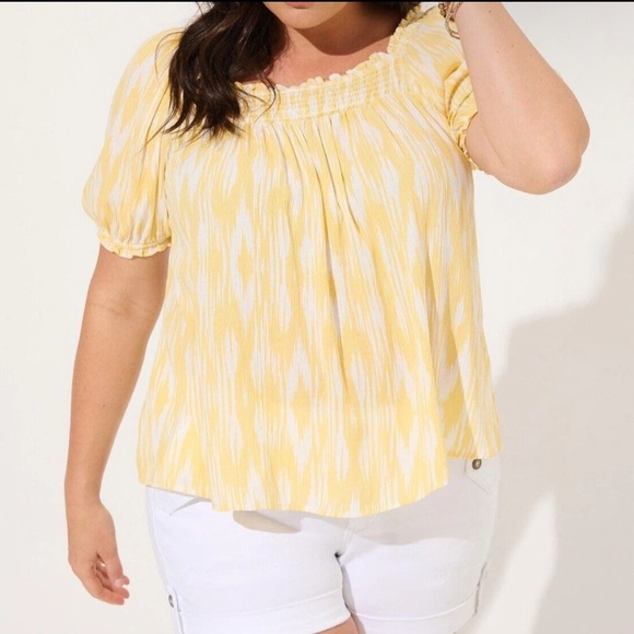 torrid | Tops | Torrid Gauze Smocked Yoke Top Yellow Plus Size 2 | Poshmark